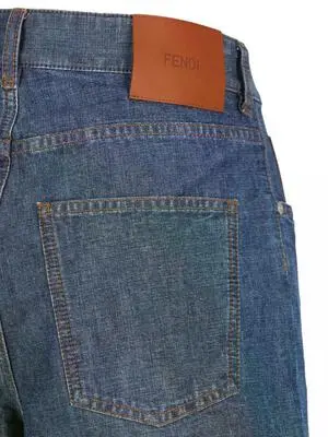 Fendi Logo Patch Denim Shorts - Blue