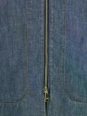 Fendi Zip-fastening Denim Skirt With Leather Detail
