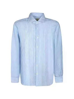 120% Lino Vertical-stripe Long-sleeve Shirt