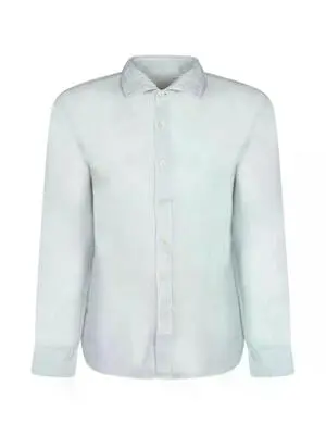 120% Lino Button-fastening Curved-hem Shirt - Blue