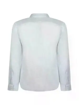 120% Lino Button-fastening Curved-hem Shirt - Blue