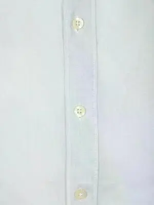 120% Lino Button-fastening Curved-hem Shirt - Blue