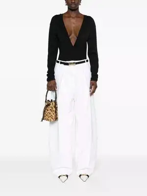 Saint Laurent V-neck Long Sleeve Bodysuit - Black