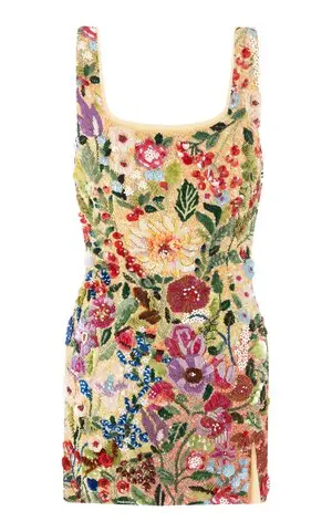 LA FUORI Embellished Floral Tulle Mini Dress