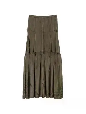 Aspesi Tiered Crinkled-finish Maxi Skirt - Green