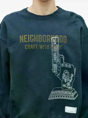 NEIGHBORHOOD Distressed Graphic Print Sweatshirt