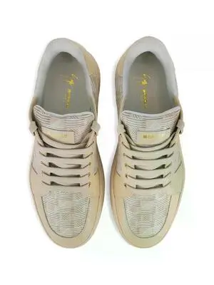 GIUSEPPE ZANOTTI Biarritz Monogram Print Lace-up Sneakers - Neutrals