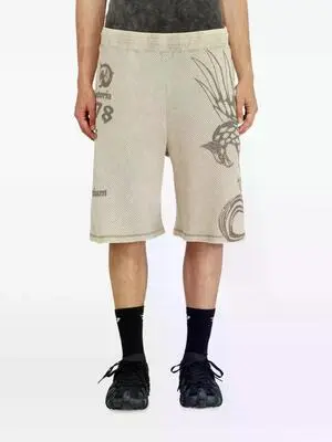 DIESEL® Mesh Cotton Sweatshorts With All-over Graphic Prints