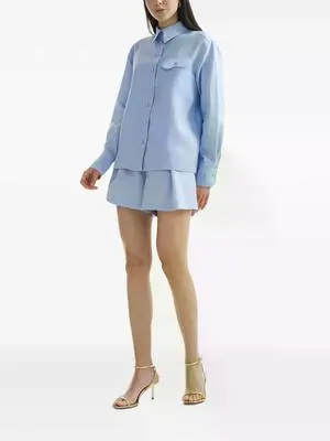 MIA PECULIAR Long Sleeve Button-up Shirt With Chest Pocket
