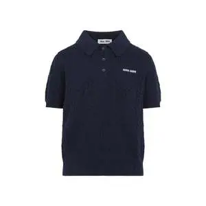 Miu Miu Cotton Lace-effect Knit Polo