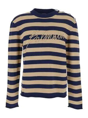 Balmain BALMAIN Wool Striped Crewneck Sweater Multicolor