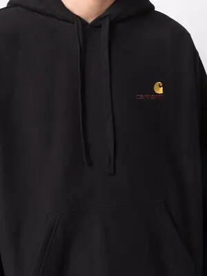Carhartt Work In Progress Embroidered Logo Cotton Hoodie - Black