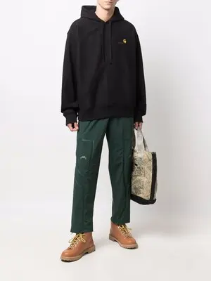 Carhartt Work In Progress Embroidered Logo Cotton Hoodie - Black