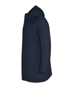 Herno Light Faux Fur Hooded Long Parka - Blue