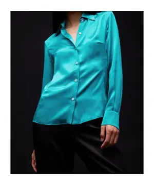 Gucci Long-sleeve Silk Satin Shirt