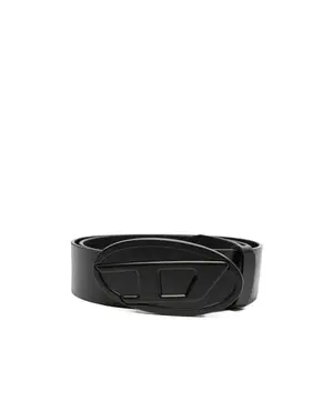 DIESEL® Oval D Logo-plaque Belt - Black