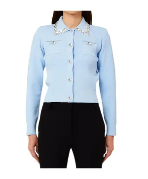 Liu Jo Embellished Collar Knitwear With Button Fastening And Chest Pockets