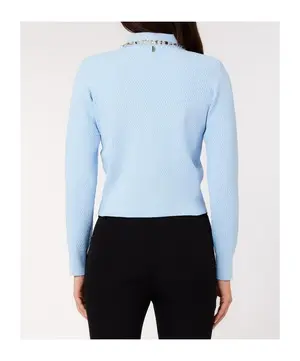 Liu Jo Embellished Collar Knitwear With Button Fastening And Chest Pockets