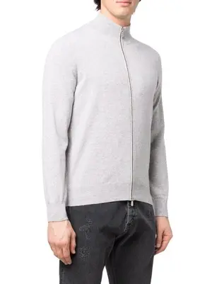 Brunello Cucinelli High-neck Zip-up Cardigan - Gray