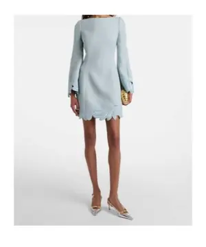 Oscar De La Renta Cotton And Wool-blend Tweed Minidress With Floral Embroidery