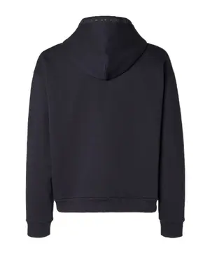 Fendi Navy Cotton Zip-up Hoodie With Selleria Stitching