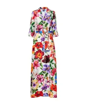 Dolce & Gabbana Floral Silk Satin Maxi Dress