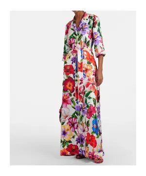 Dolce & Gabbana Floral Silk Satin Maxi Dress
