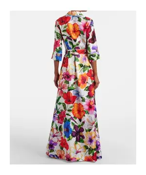 Dolce & Gabbana Floral Silk Satin Maxi Dress