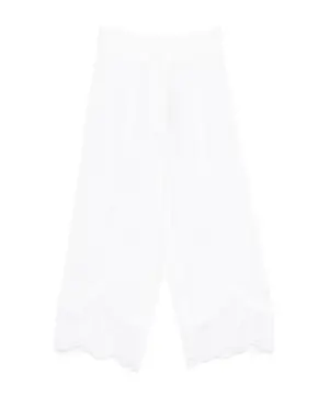 TWINSET Lace Trimmed Cropped Track Pants - White