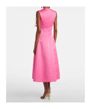 LEO Lin Floral-appliqué A-line Midi Dress
