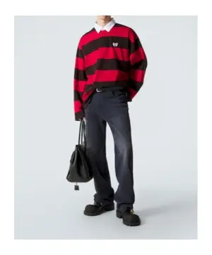 Balenciaga Oversized Striped Cotton Jersey Polo Shirt