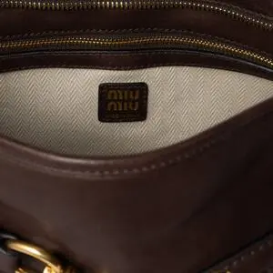 Miu Miu Aventure Nappa Leather Bag With Zippered Closure - Black