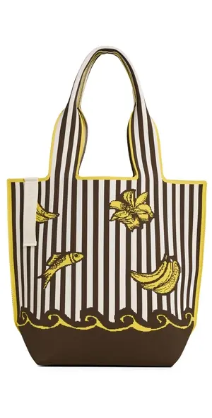 ALEMAIS Mona Jacquard Shopper Tote With Fish And Banana Graphics