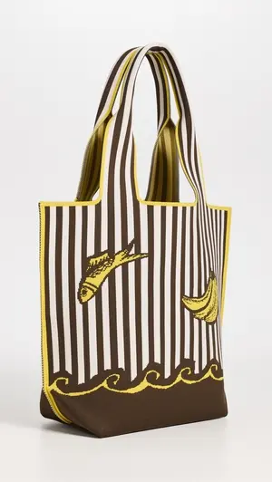 ALEMAIS Mona Jacquard Shopper Tote With Fish And Banana Graphics