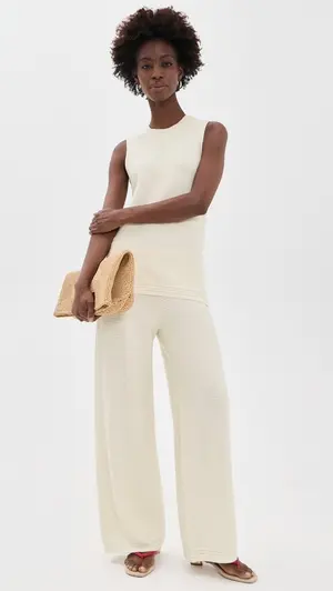 LA LIGNE Crochet Crewneck Sleeveless Top