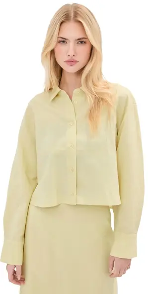 LE BOP Felicity Linen Button-down Shirt - Honeydew