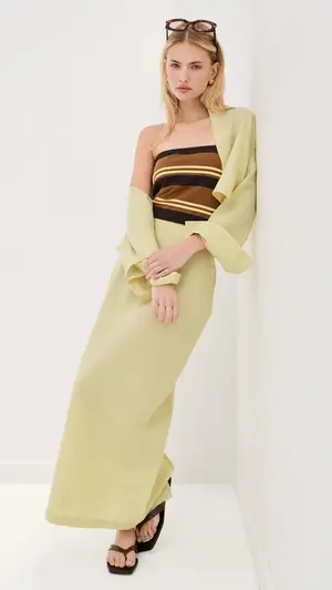 LE BOP Felicity Linen Button-down Shirt - Honeydew