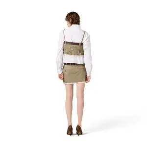 Miu Miu Embroidered Chino Miniskirt With Leather Belt