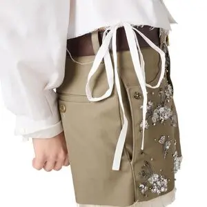 Miu Miu Embroidered Chino Miniskirt With Leather Belt