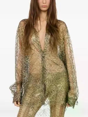 Roberto Cavalli Embroidered Lace Shirt