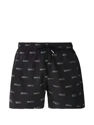 Hugo Logo Print Swim Shorts - Black
