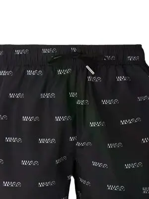 Hugo Logo Print Swim Shorts
