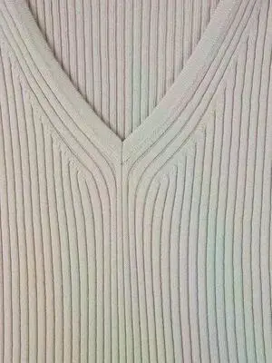 Peserico Ribbed Knit V-neck Top - Neutrals