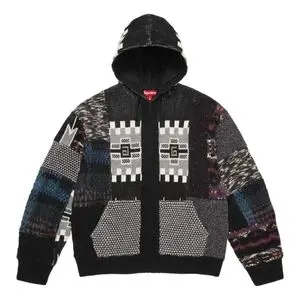 Supreme Patchwork Zip Up Hooded Sweater - Black