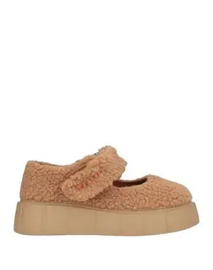 Inuikii Teddy Fleece Mary Jane Pumps - Beige