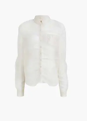 Khaite Allie Ruched Silk Organza Shirt - Chalk