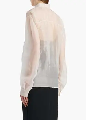 Khaite Allie Ruched Silk Organza Shirt - Chalk