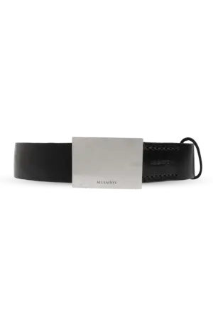 ALLSAINTS Leather Belt With Silver Buckle - Black
