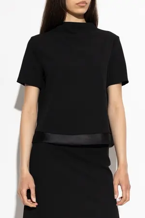 JIL SANDER Wool Top With Short Sleeves And Satin Trim