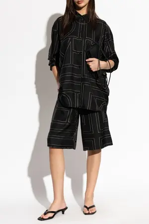 TOTEME Silk Printed Relaxed Fit Knee Length Shorts